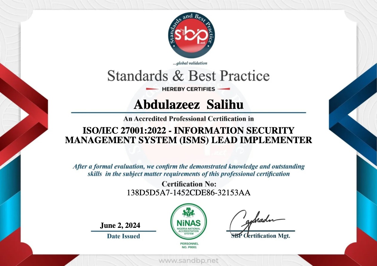 Certificate Verification Page – Standards and Best Practice (SandBP)