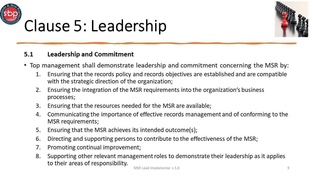 ISO 30301 LI S3 Slide9 – Standards and Best Practice (SandBP)