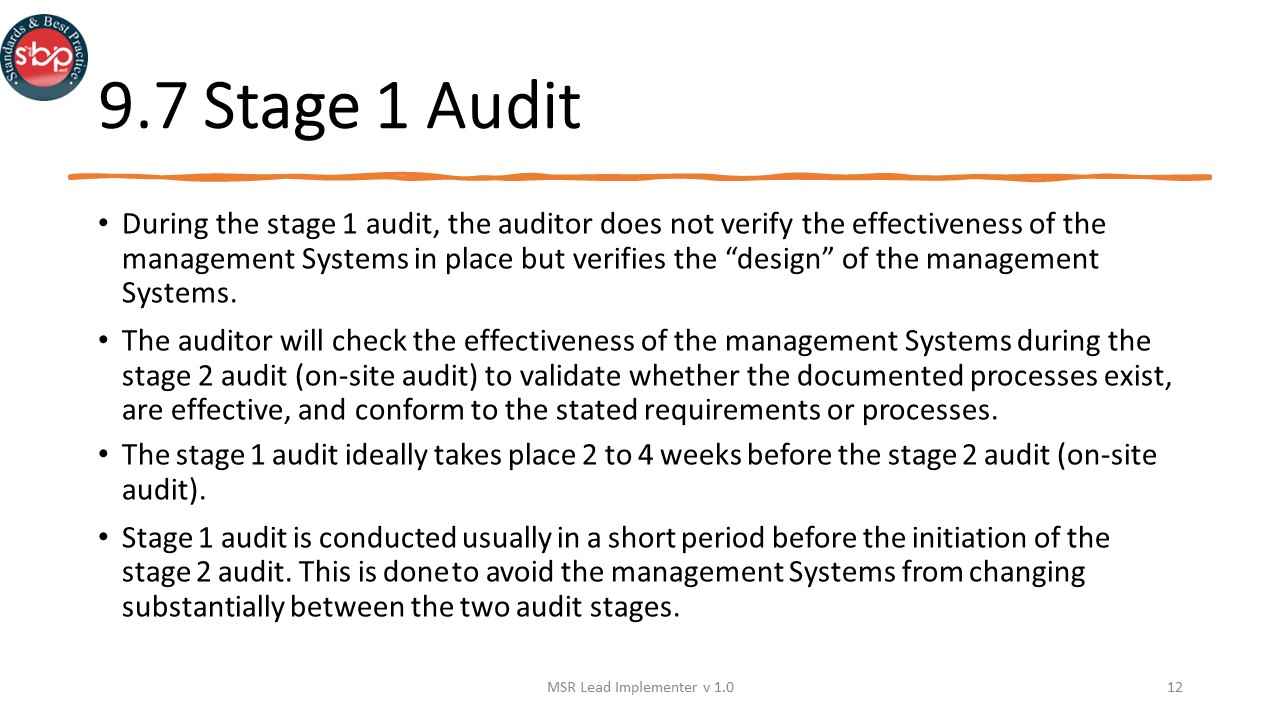 ISO 30301 LI S9 Slide12 – Standards and Best Practice (SandBP)