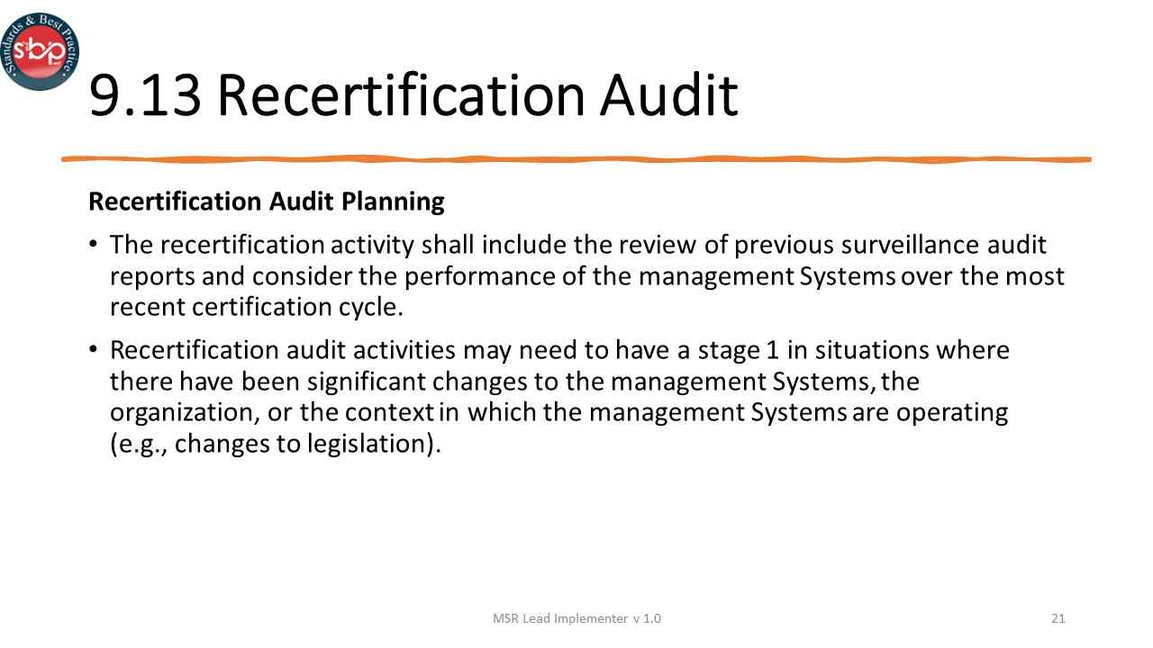 ISO 30301 LI S9 Slide21 – Standards and Best Practice (SandBP)