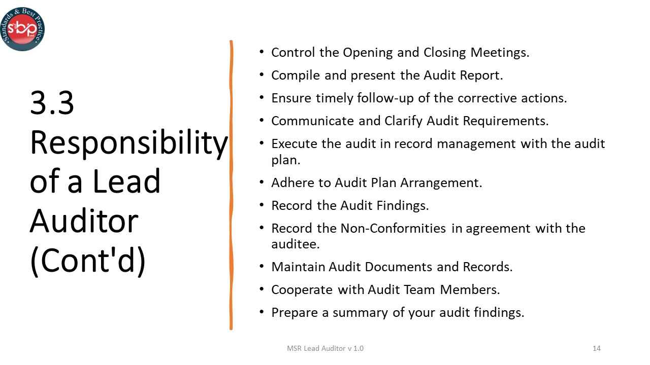 ISO 30301 LA S3 Slide14 – Standards and Best Practice (SandBP)