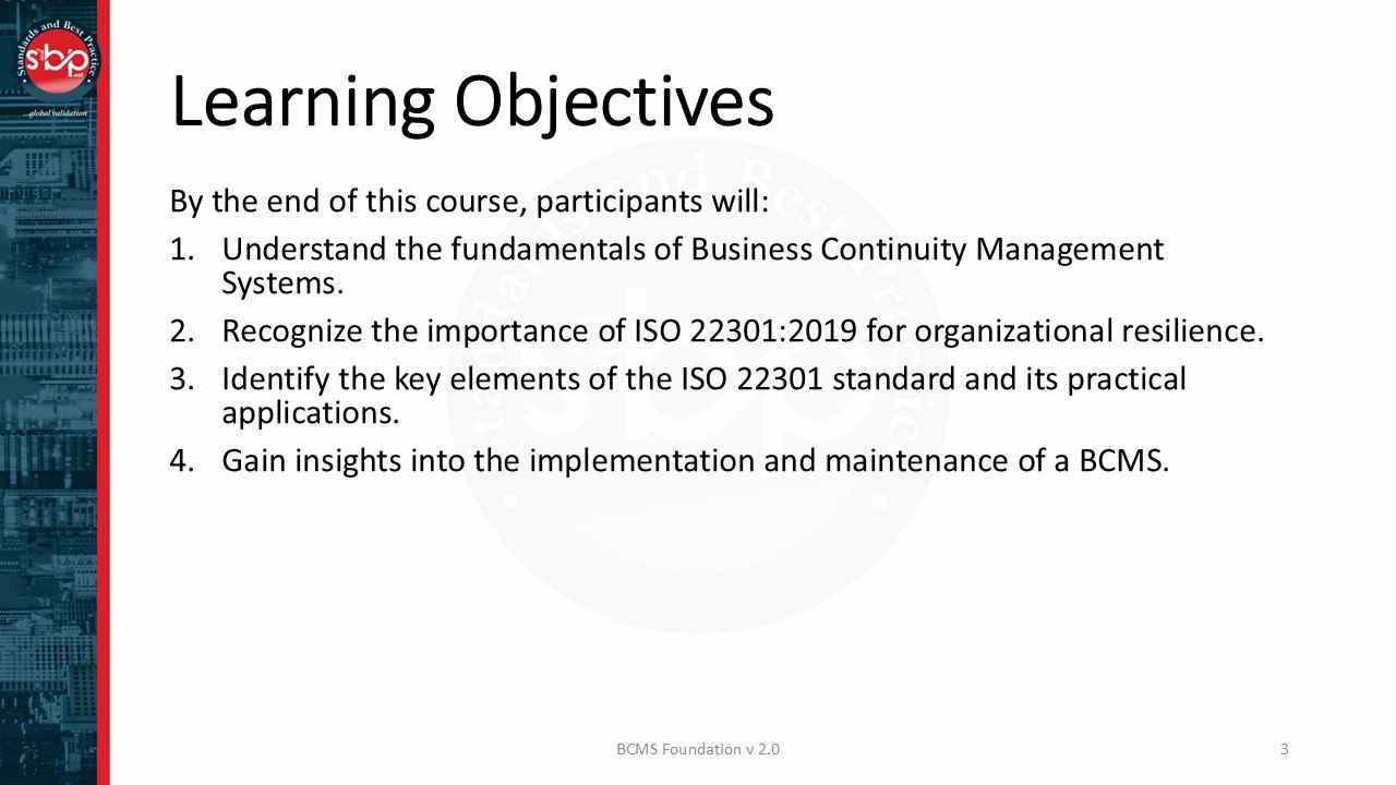 BCMS FD Mod 1 Slide3 – Standards and Best Practice (SandBP)