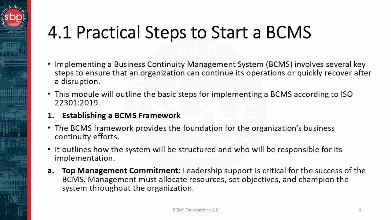 BCMS FD Mod 4 Slide4 – Standards and Best Practice (SandBP)