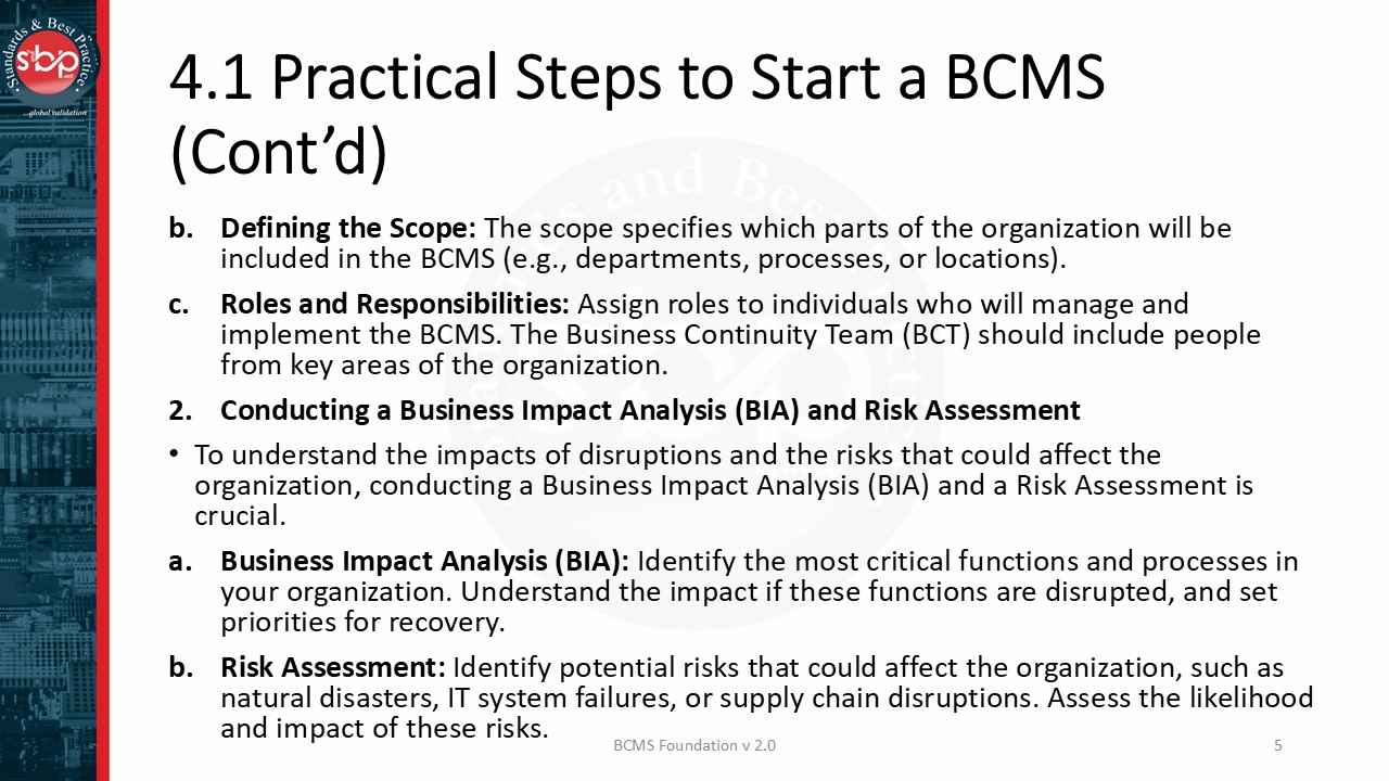 BCMS FD Mod 4 Slide5 – Standards and Best Practice (SandBP)