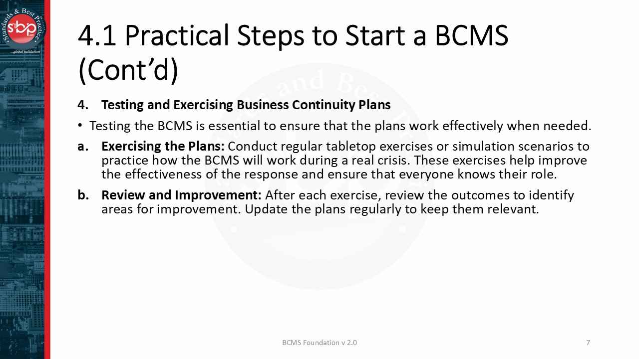 BCMS FD Mod 4 Slide7 – Standards and Best Practice (SandBP)