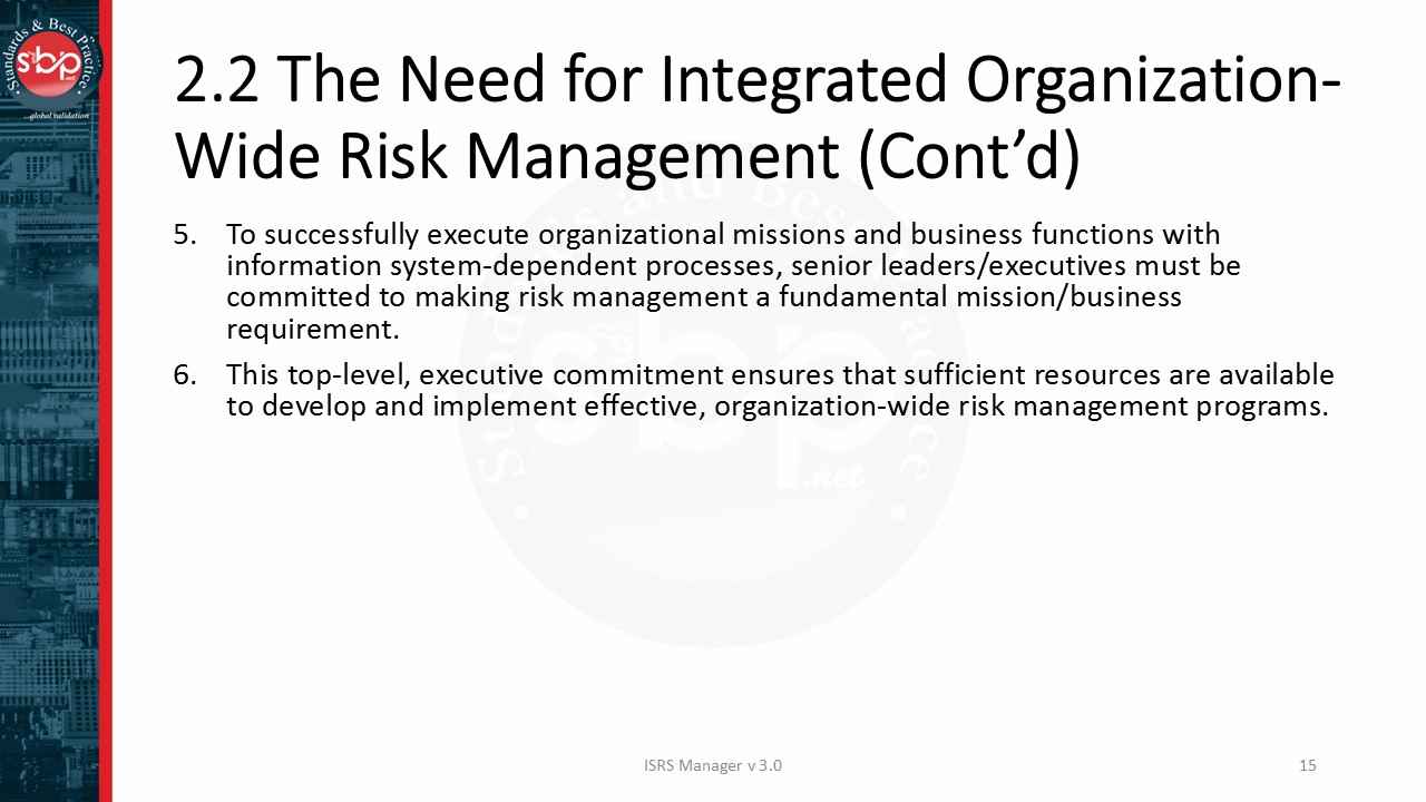 ISO 27005 MOD 2 Slide15 – Standards and Best Practice (SandBP)