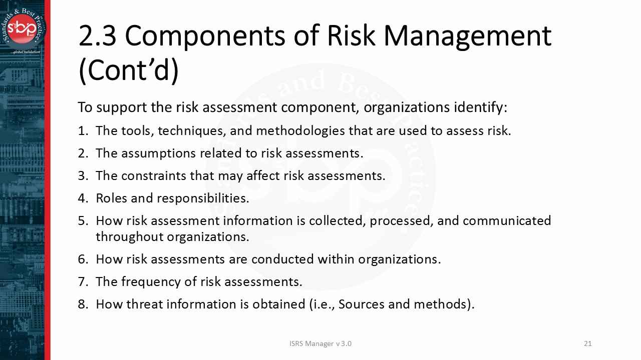 ISO 27005 MOD 2 Slide21 – Standards and Best Practice (SandBP)