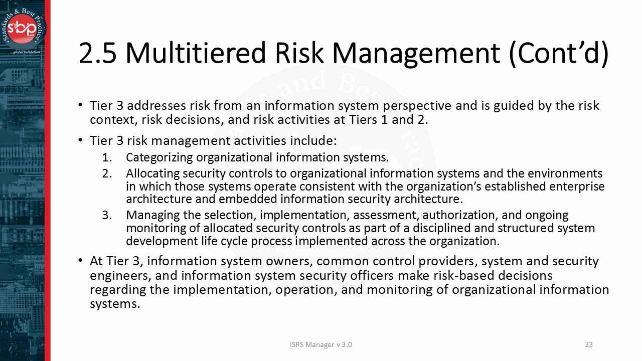 ISO 27005 MOD 2 Slide33 – Standards and Best Practice (SandBP)