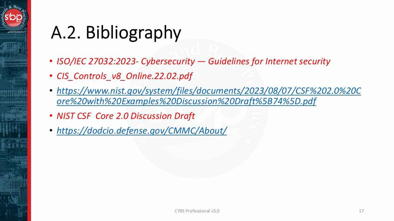 ISO 27032 PRO MOD 7 Slide17 – Standards and Best Practice (SandBP)