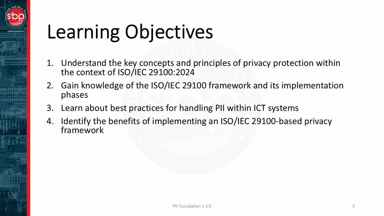 ISO 29100 FD MOD 1 Slide3 – Standards and Best Practice (SandBP)