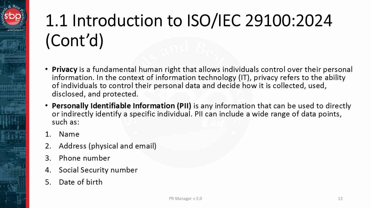 ISO 29100 MG MOD 1 Slide13 – Standards and Best Practice (SandBP)